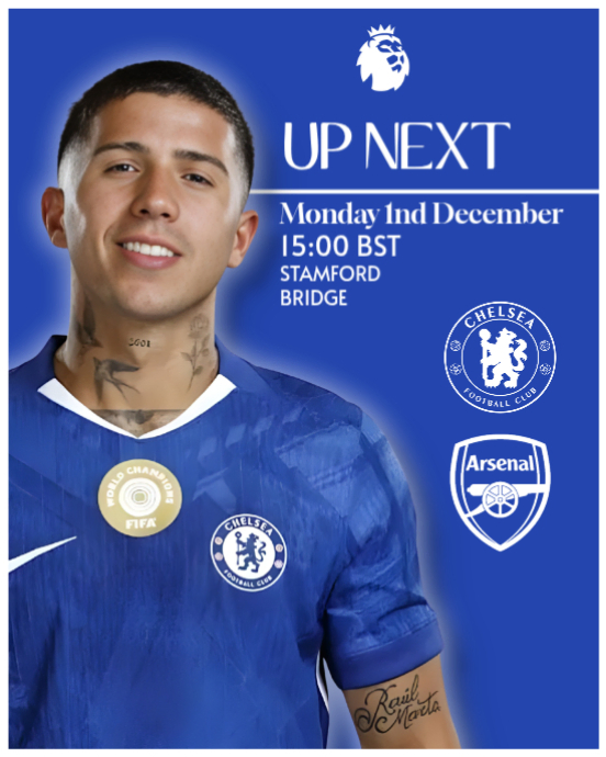 Up Next: Chelsea Vs Arsenal Premier League Instagram Portrait Template ...