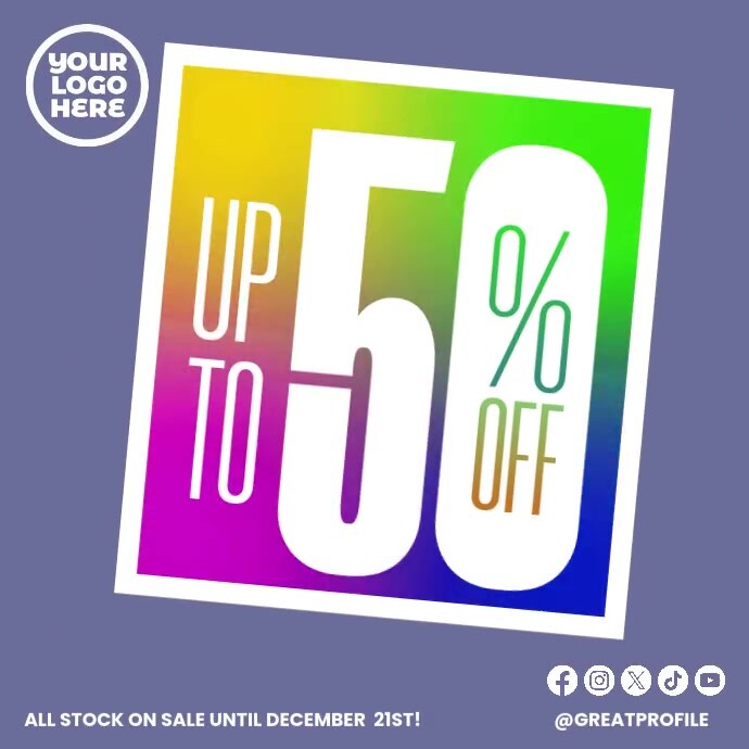 Up to 50% off Retail sale video instagram post Template | PosterMyWall