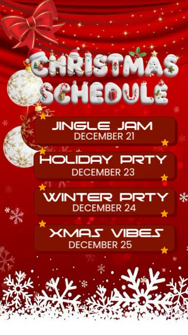 Upcoming Christmas Party Schedule Templat | PosterMyWall
