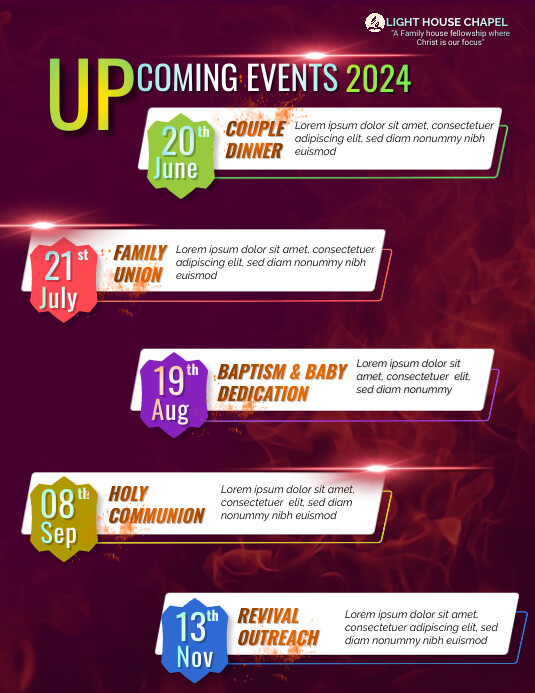 Copy of Upcoming Church Events 2024 Flyer | PosterMyWall