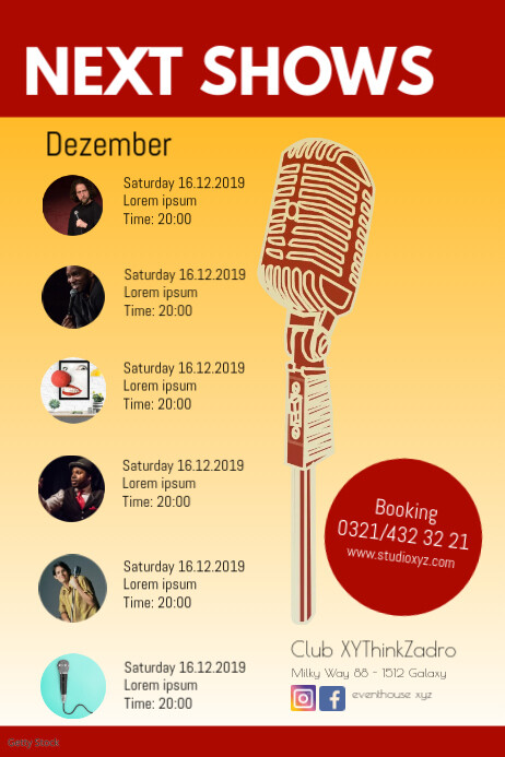 Upcoming Comedy Gigs Shows Live Event List ad Template | PosterMyWall