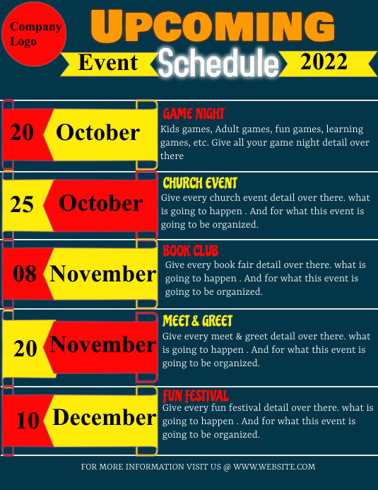upcoming event flyer, company event schedule, event announcement ...