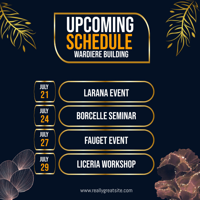 upcoming event schedule,upcoming event list Template | PosterMyWall