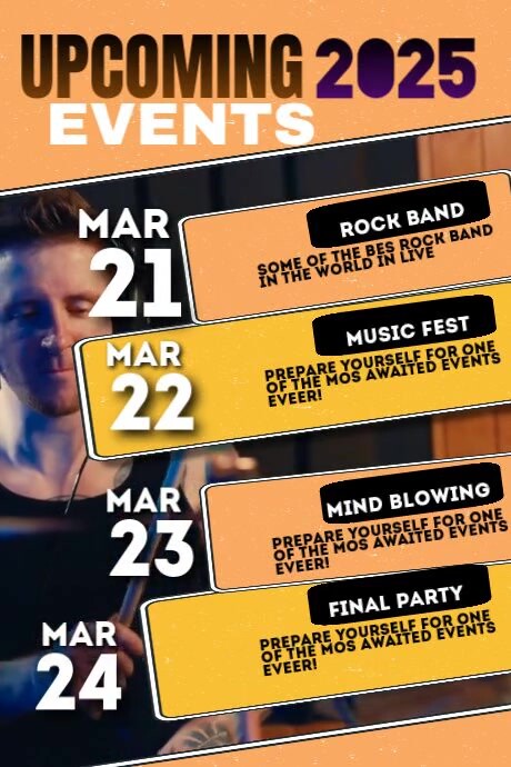 Upcoming Event Schedule 2025 Template | PosterMyWall