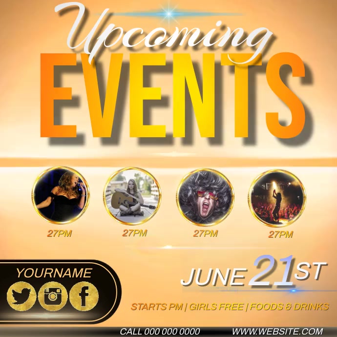 UPCOMING EVENTS AD INSTAGRAM TEMPLATE | PosterMyWall