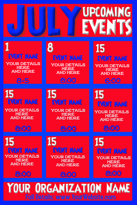 July Upcoming Events Template | PosterMyWall