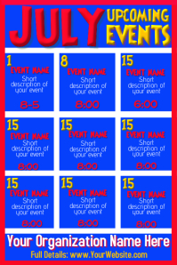 July Floral Upcoming Events Calendar Template | PosterMyWall