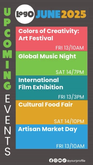Upcoming Events June Instagram Story Template | PosterMyWall