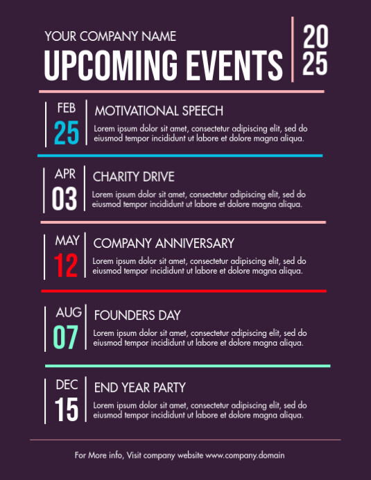Copy of Upcoming Events List flier | PosterMyWall