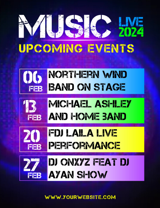 Upcoming Events Live Music Template | PosterMyWall