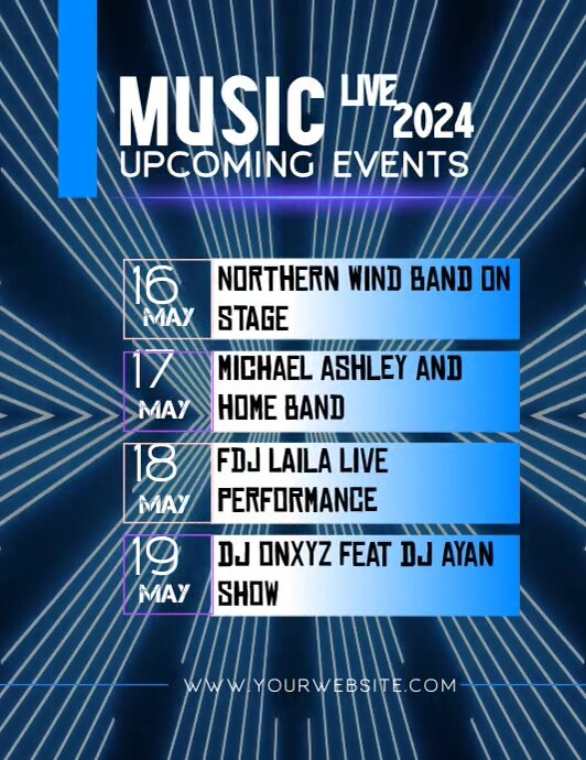 Upcoming Events Live Music Template | PosterMyWall