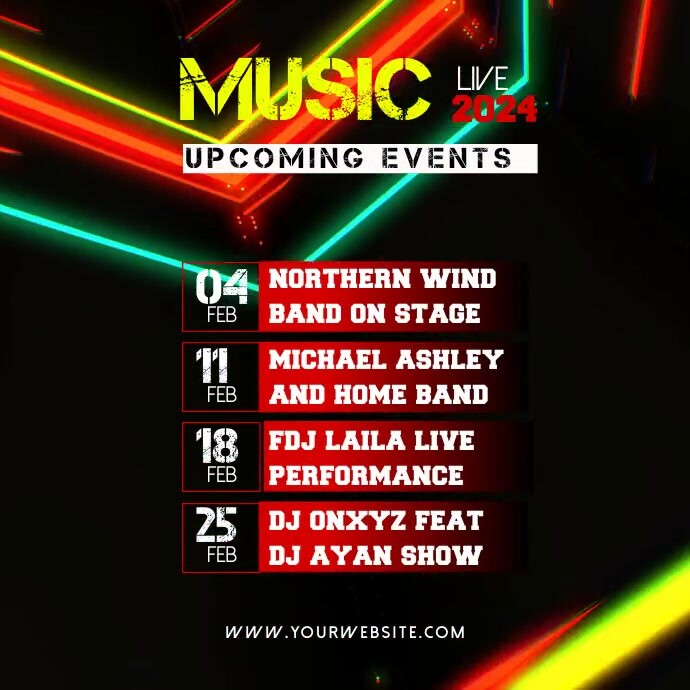 Upcoming Events Live Music Template | PosterMyWall