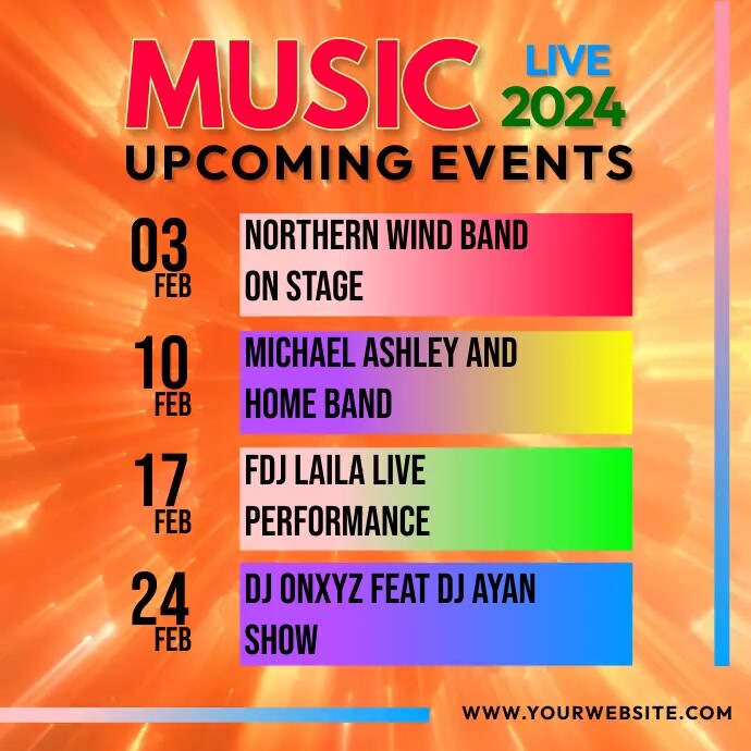 Upcoming Events Live Music Template | PosterMyWall
