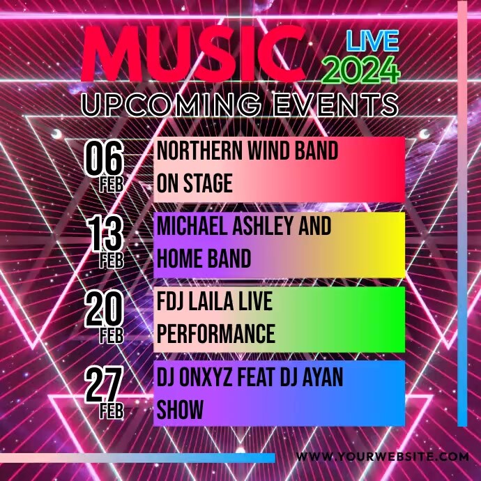 Upcoming Events Live Music Template | PosterMyWall
