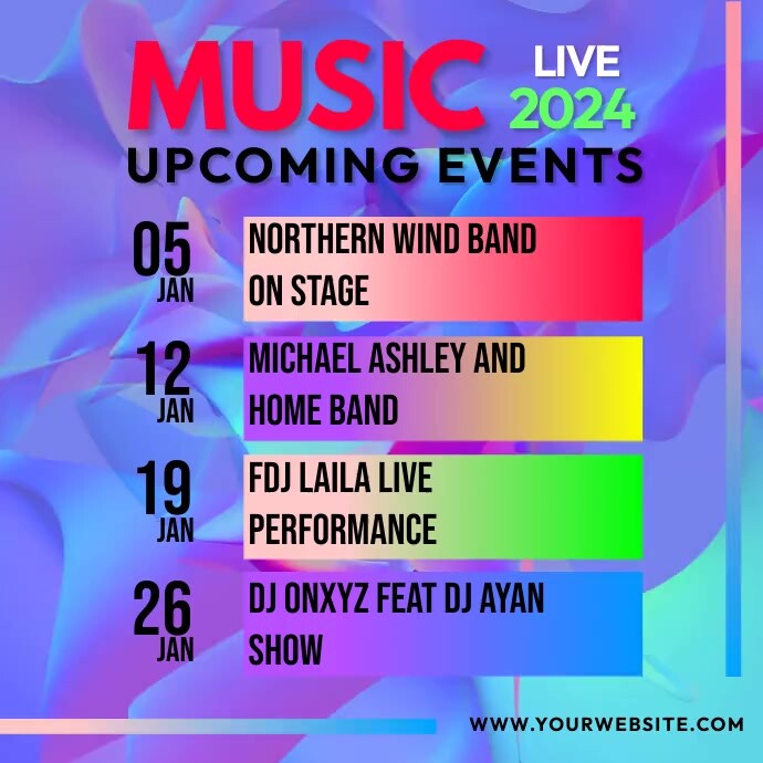Upcoming Events Live Music Instagram Template | PosterMyWall
