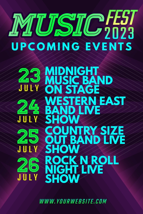 Upcoming Events Live Music Poster Template | PosterMyWall
