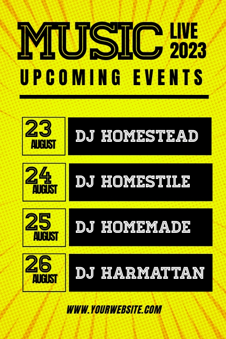 Upcoming Events Live Music Poster Template | PosterMyWall