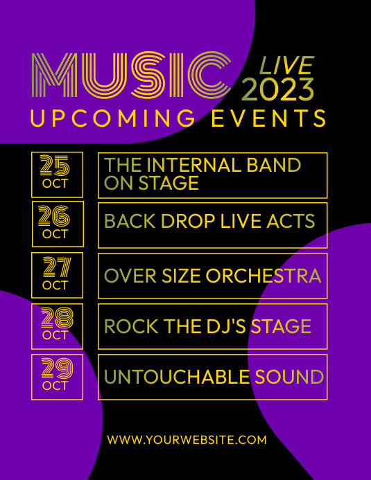 Plantilla de Upcoming Events Live Music Poster | PosterMyWall