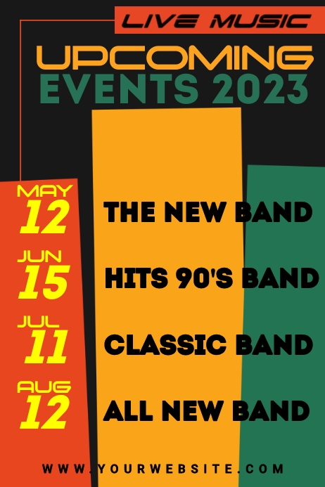 Upcoming Events Live Music Poster Template | PosterMyWall
