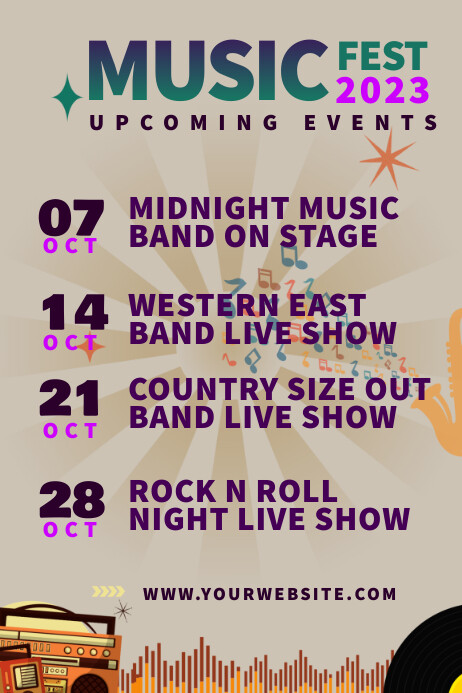 Plantilla de Upcoming Events Live Music Poster | PosterMyWall