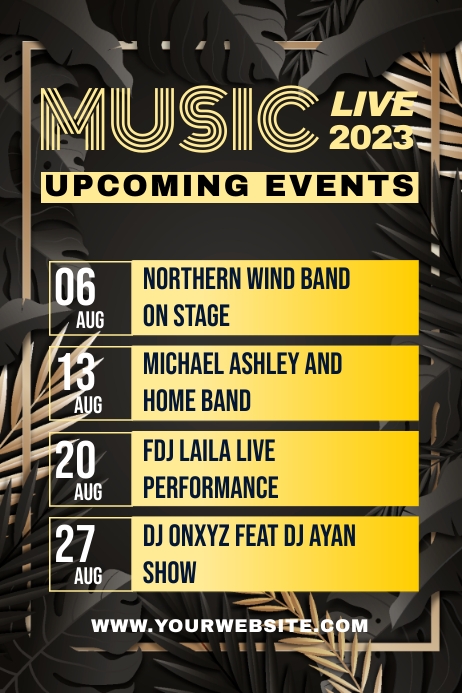 Upcoming Events Live Music Poster Template | PosterMyWall