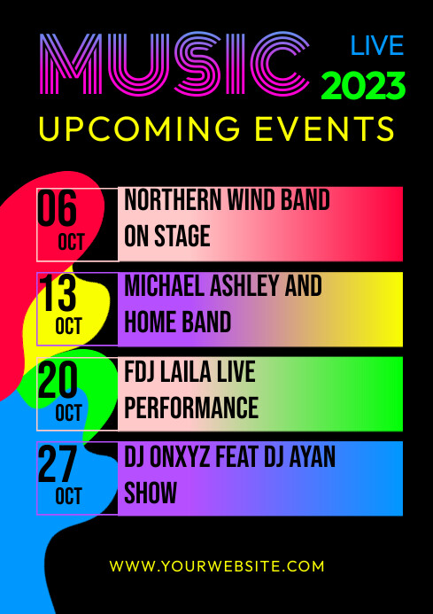 Upcoming Events Live Music Poster Template | PosterMyWall
