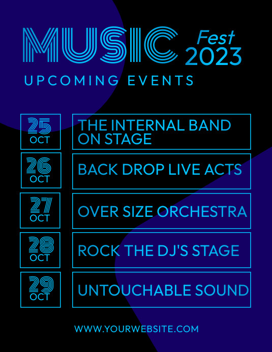 Upcoming Events Live Music Poster Template | PosterMyWall
