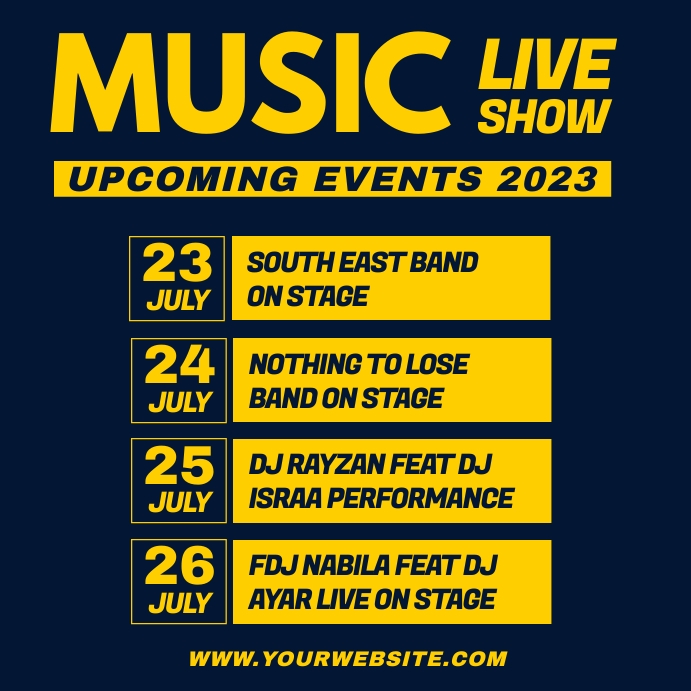 Upcoming Events Live Music Poster Template | PosterMyWall