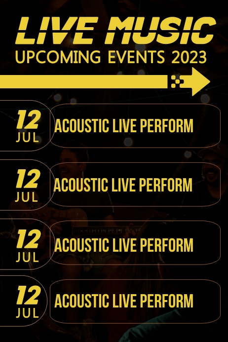 Upcoming Events Live Music Poster Template | PosterMyWall