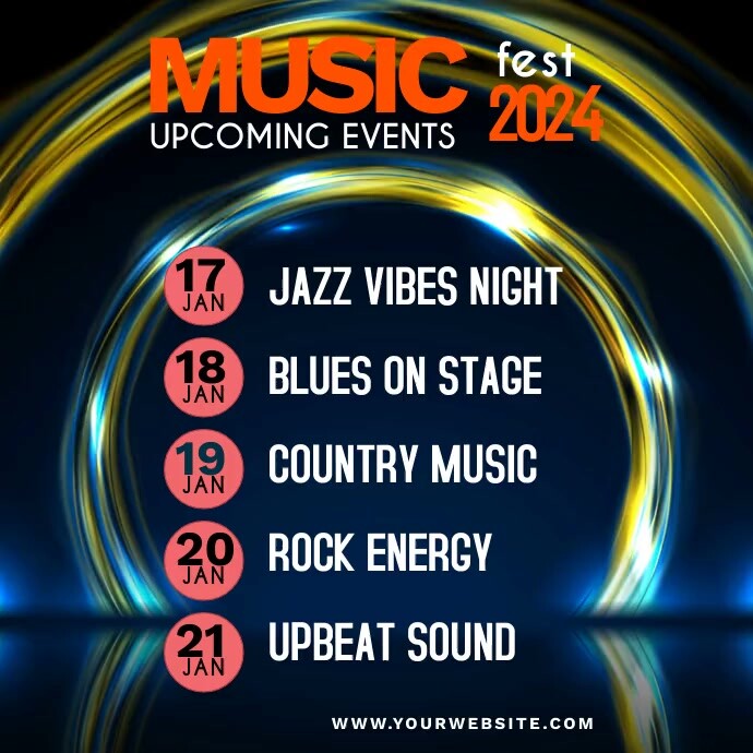 Upcoming Events Music Template | PosterMyWall