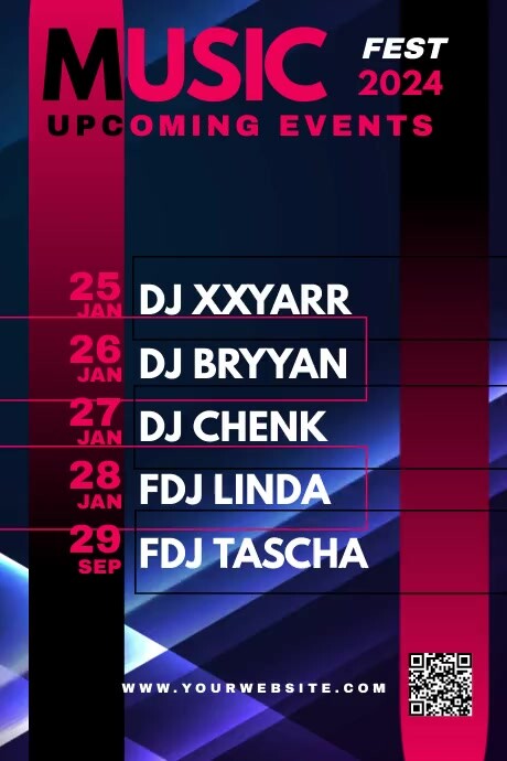 Upcoming Events Music Template | PosterMyWall