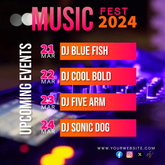 Upcoming Events Music Template | PosterMyWall