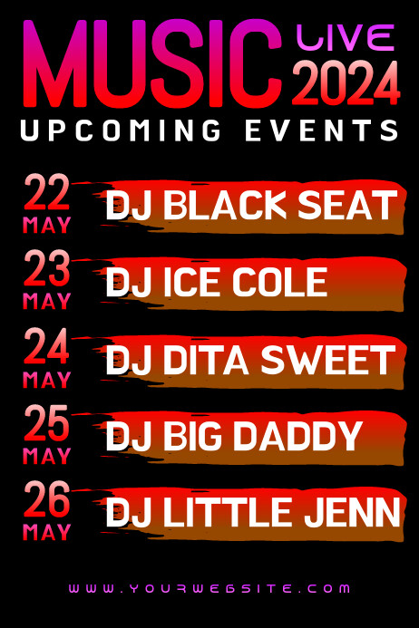 Upcoming Events Music Template | PosterMyWall