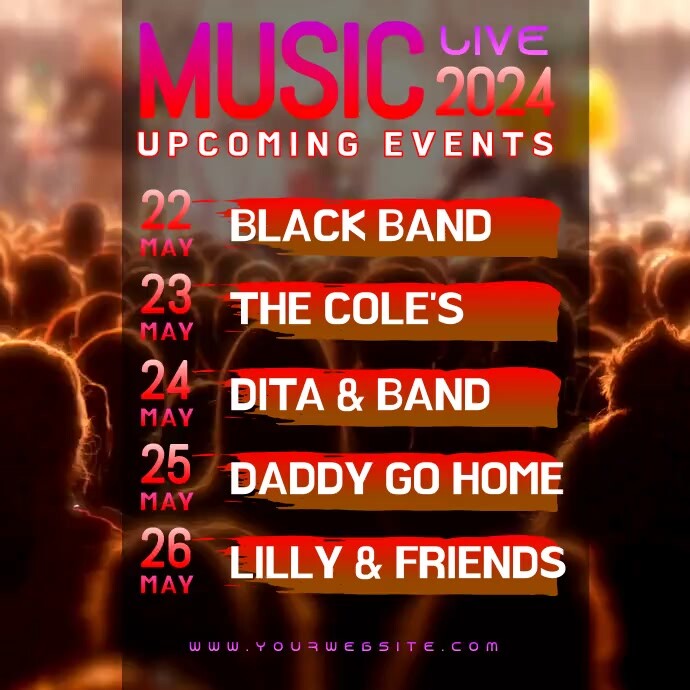 Upcoming Events Music Template | PosterMyWall