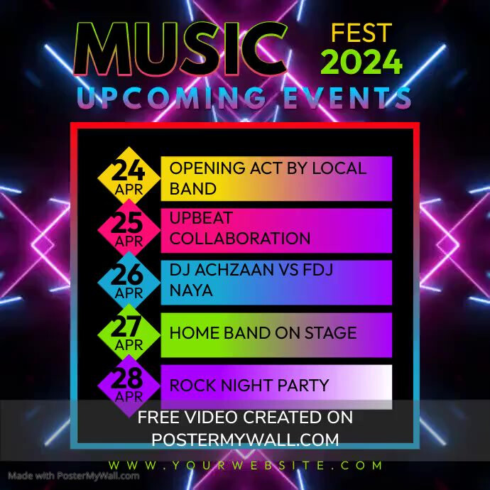 Upcoming Events Music Template | PosterMyWall
