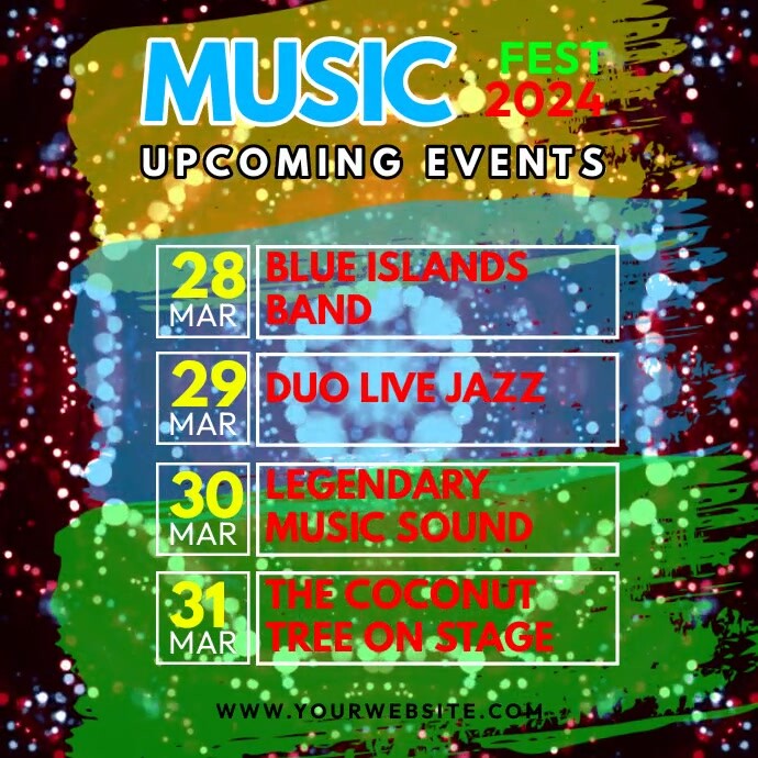 Upcoming Events Music Template | PosterMyWall