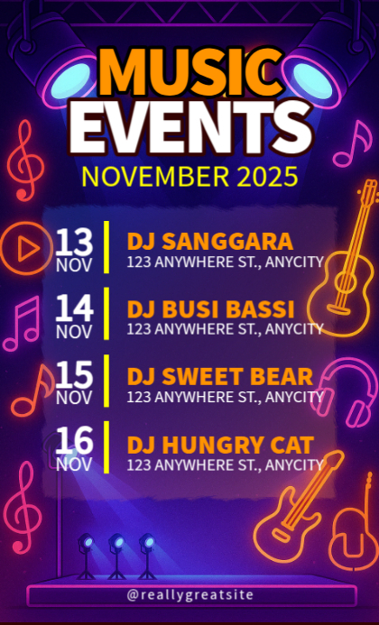 Upcoming Events Music Template | PosterMyWall