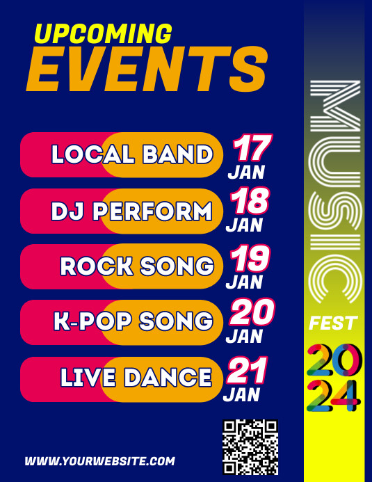 Upcoming Events Music Template | PosterMyWall