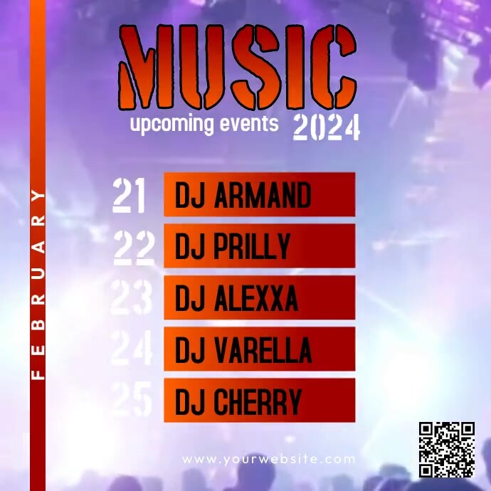 Upcoming Events Music Template | PosterMyWall