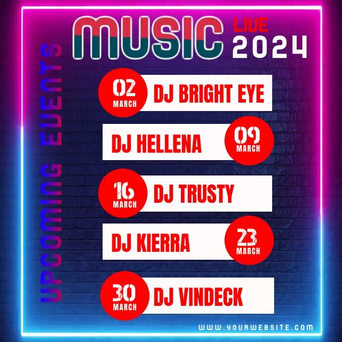 Upcoming Events Music Template | PosterMyWall