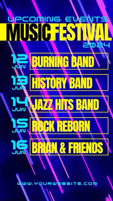 Upcoming Events Music Fest Template | PosterMyWall