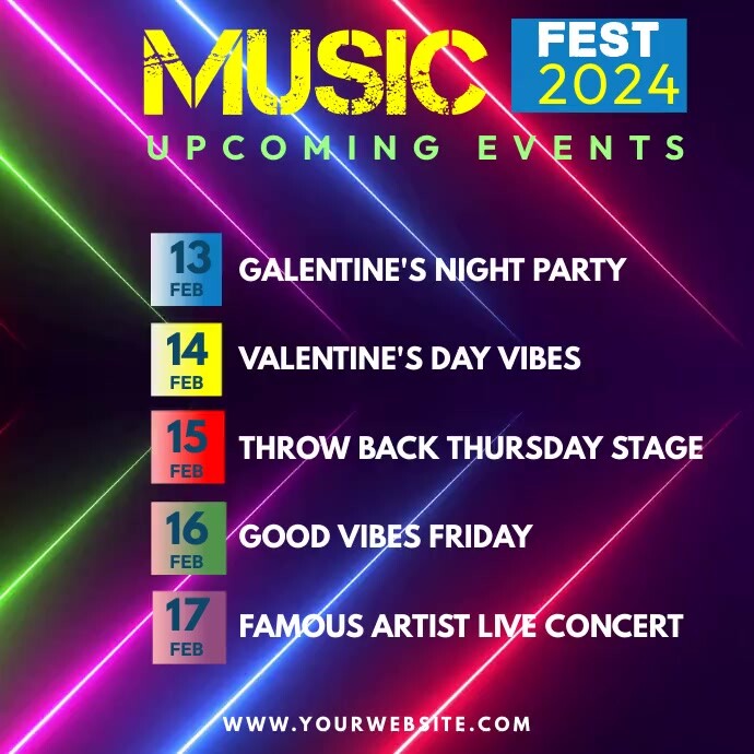 Upcoming Events Music Live Template | PosterMyWall