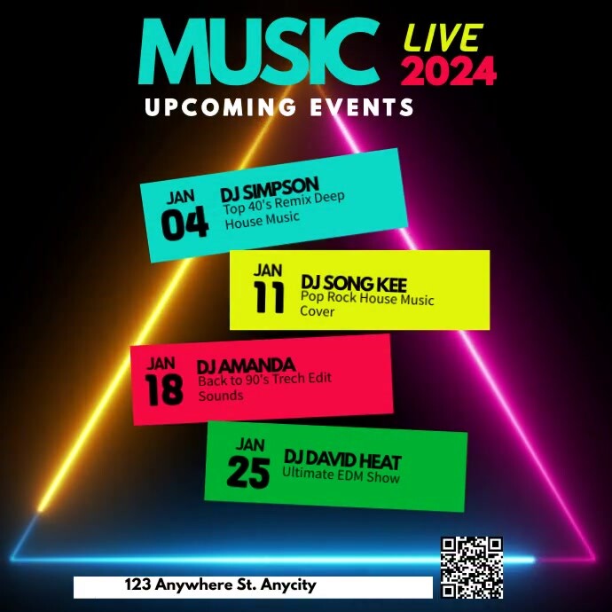 Upcoming Events Music Live Template | PosterMyWall