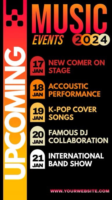 Upcoming Events Music Live Template | PosterMyWall