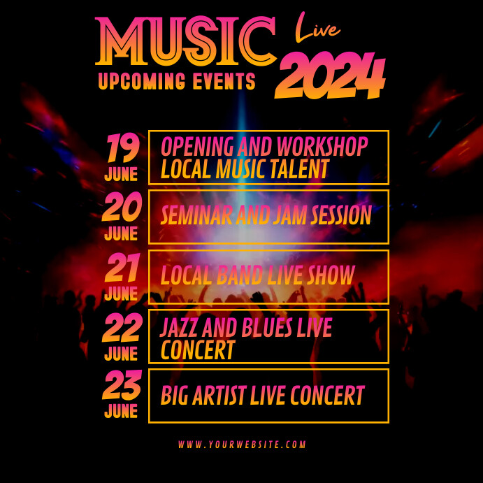 Upcoming Events Music Live Template | PosterMyWall