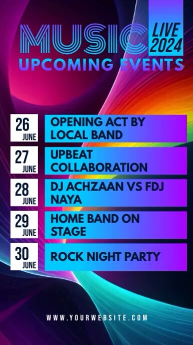 Upcoming Events Music Live Template | PosterMyWall
