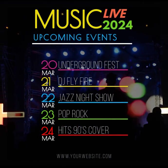 Upcoming Events Music Live Template | PosterMyWall