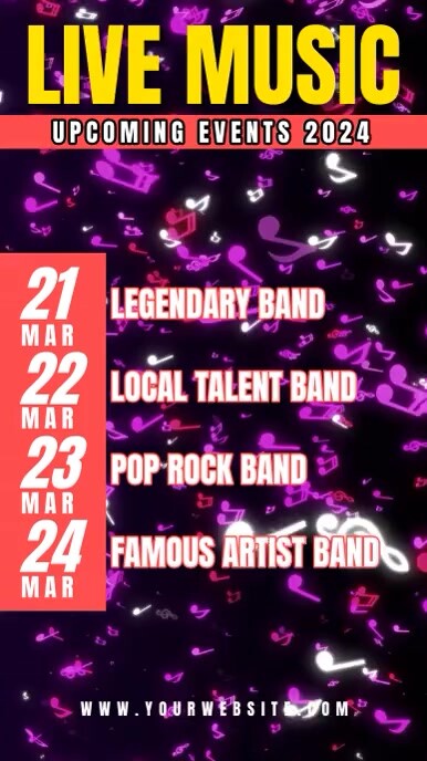 Upcoming Events Music Live Template | PosterMyWall