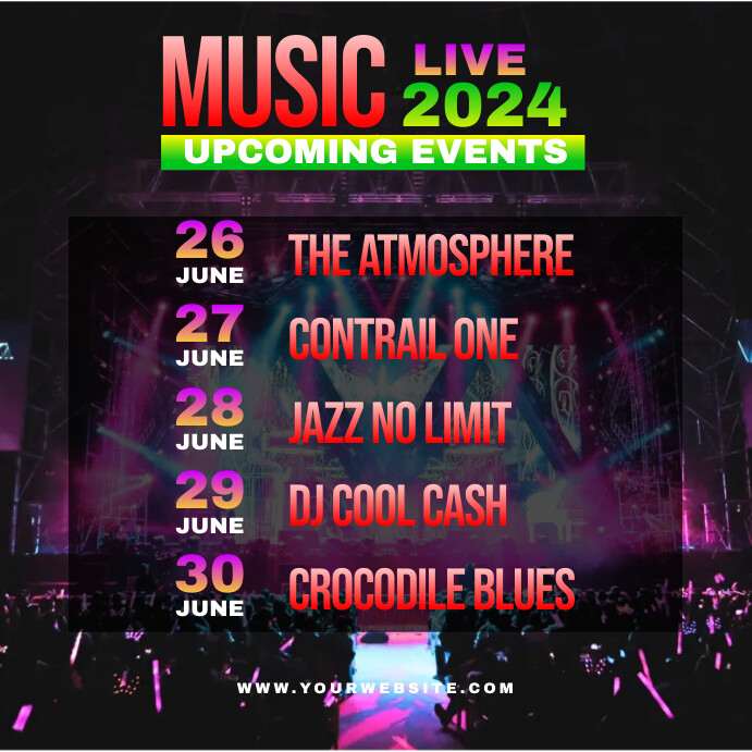 Upcoming Events Music Live Template | PosterMyWall