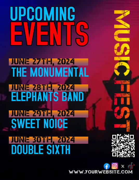 Upcoming Events Music Live Template | PosterMyWall